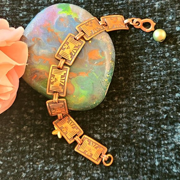 Jewelry | Vintage Solid Copper Linkpanel Bracelet 7 38 Long Thunderbird ...